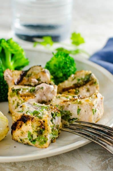 Easy Cilantro Lime Grilled Fish Kebab Recipe - Garlic & Zest