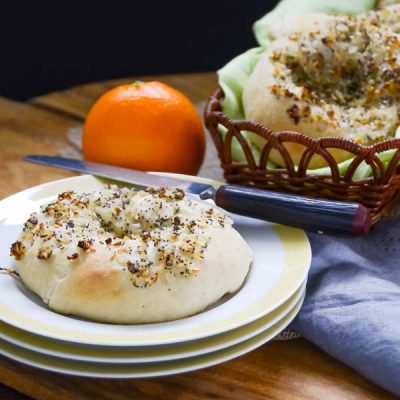 Onion Poppy Sesame Bialys - Garlic & Zest