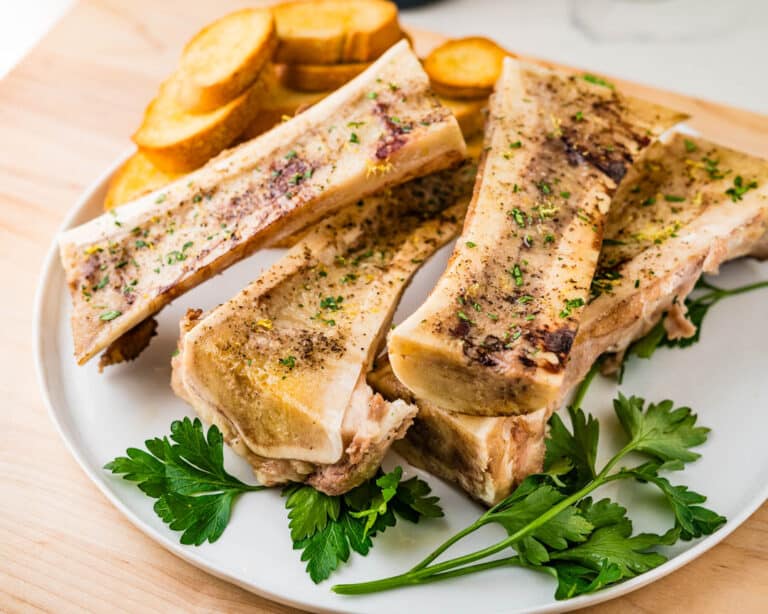 Roasted Beef Bone Marrow Appetizer - Garlic & Zest