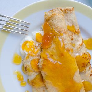 Whole Wheat Apricot Ricotta Crepes - Garlic & Zest