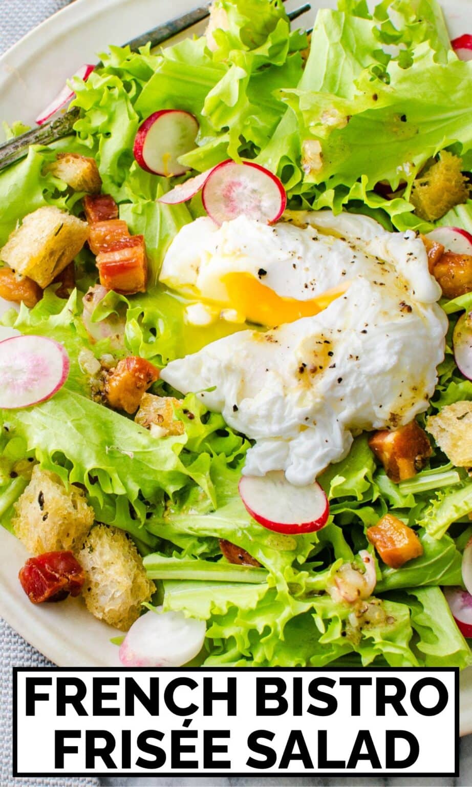 Frisée Salad with Lardons and Poached Eggs - Garlic & Zest