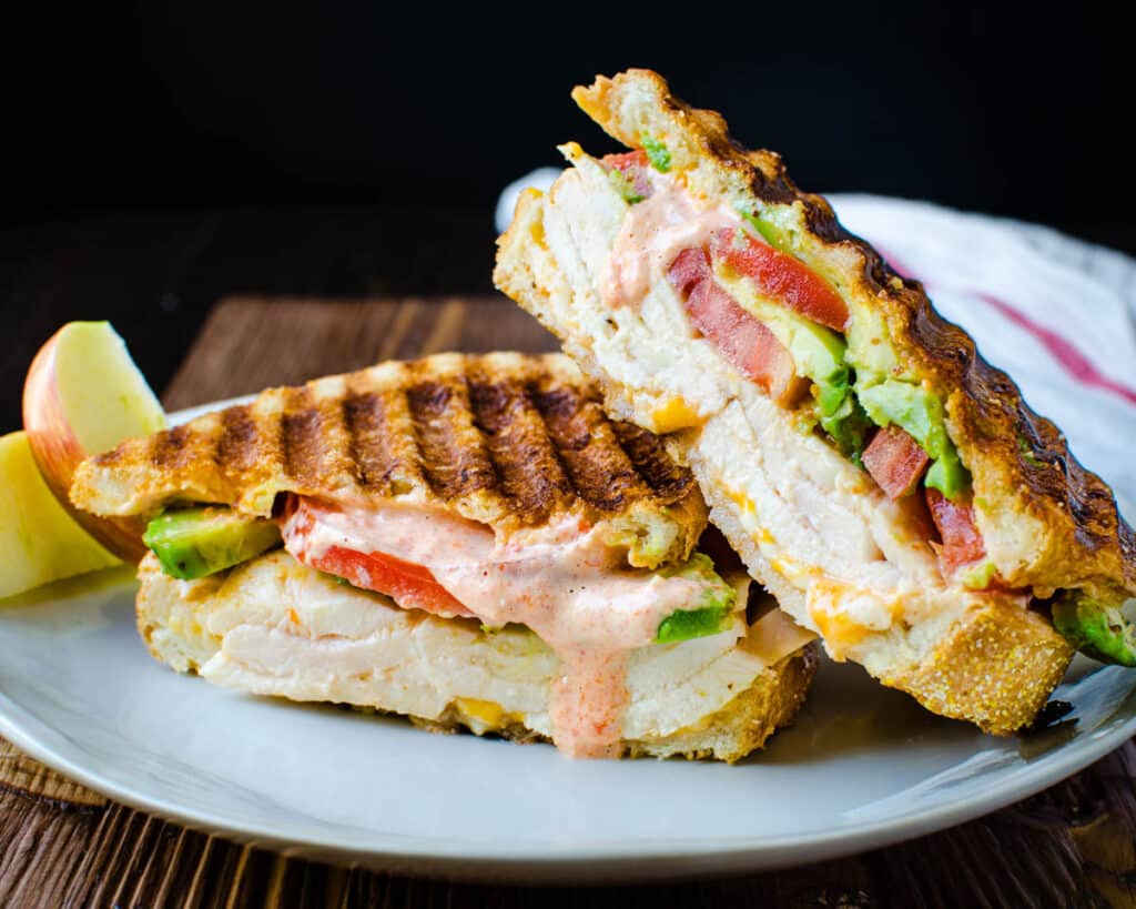 Chicken Panini with Sweet Red Pepper Aioli - Garlic & Zest