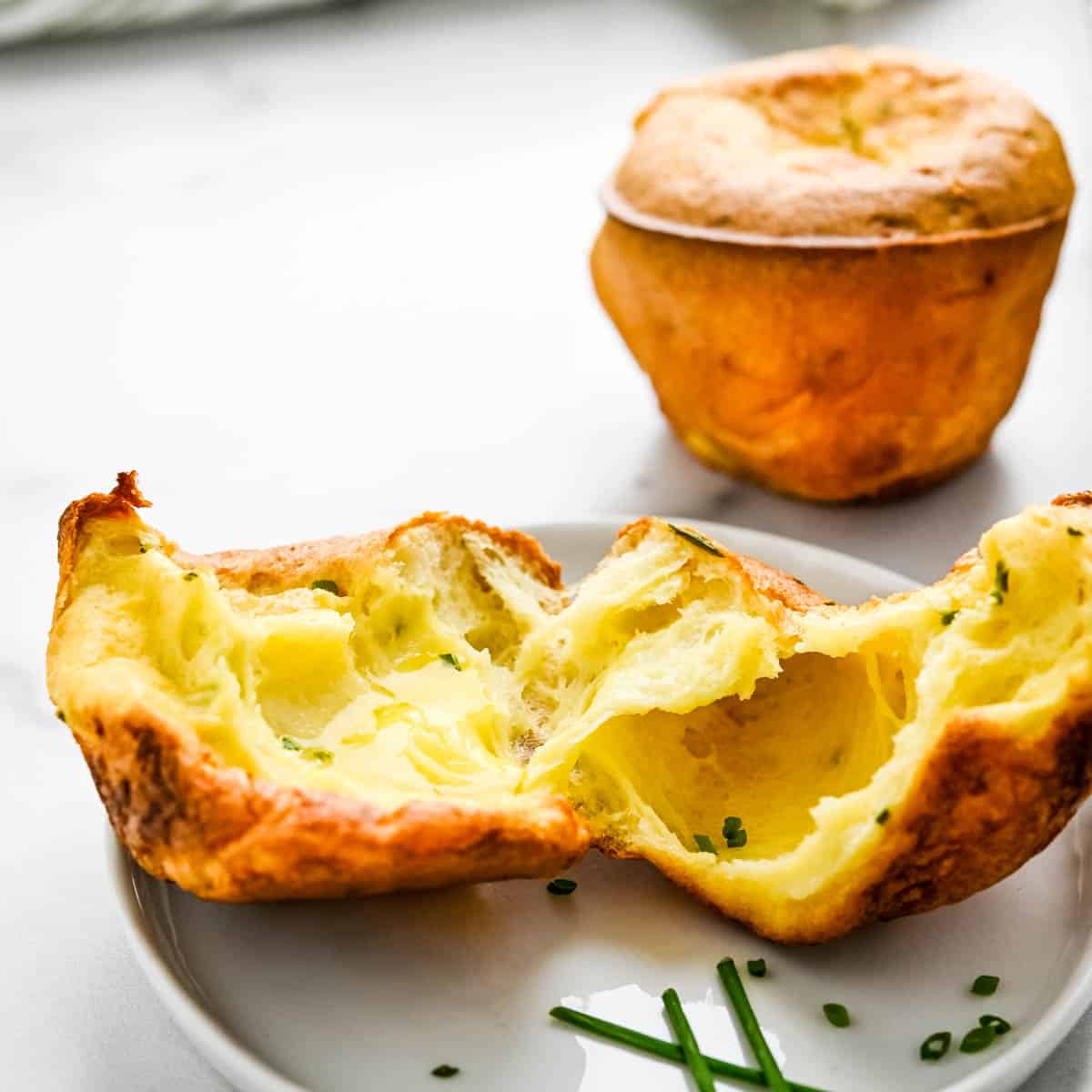 Cheddar Chive Popovers - A Super Easy Popover Recipe - Garlic & Zest