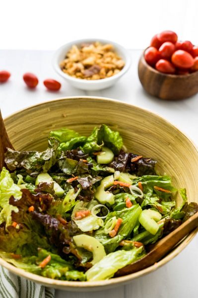 Simple Green Leaf Salad with Shallot Vinaigrette - Garlic & Zest
