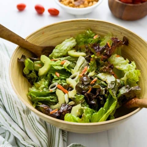 Simple Green Leaf Salad with Shallot Vinaigrette - Garlic & Zest