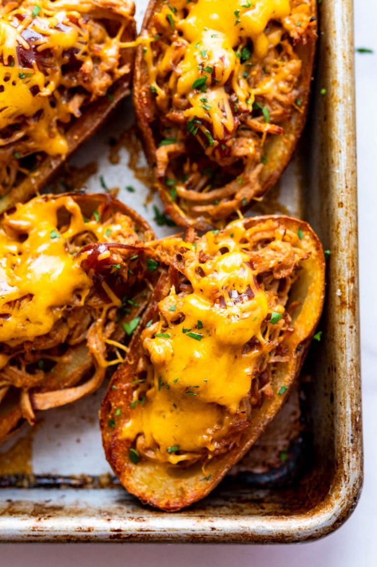 Ultimate Pulled Pork Stuffed Potato Skins (a.k.a. Pigskins) - Garlic & Zest