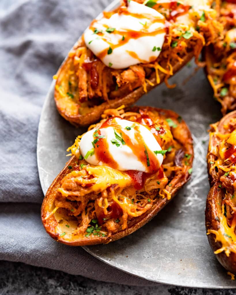 Ultimate Pulled Pork Stuffed Potato Skins (a.k.a. Pigskins) - Garlic & Zest