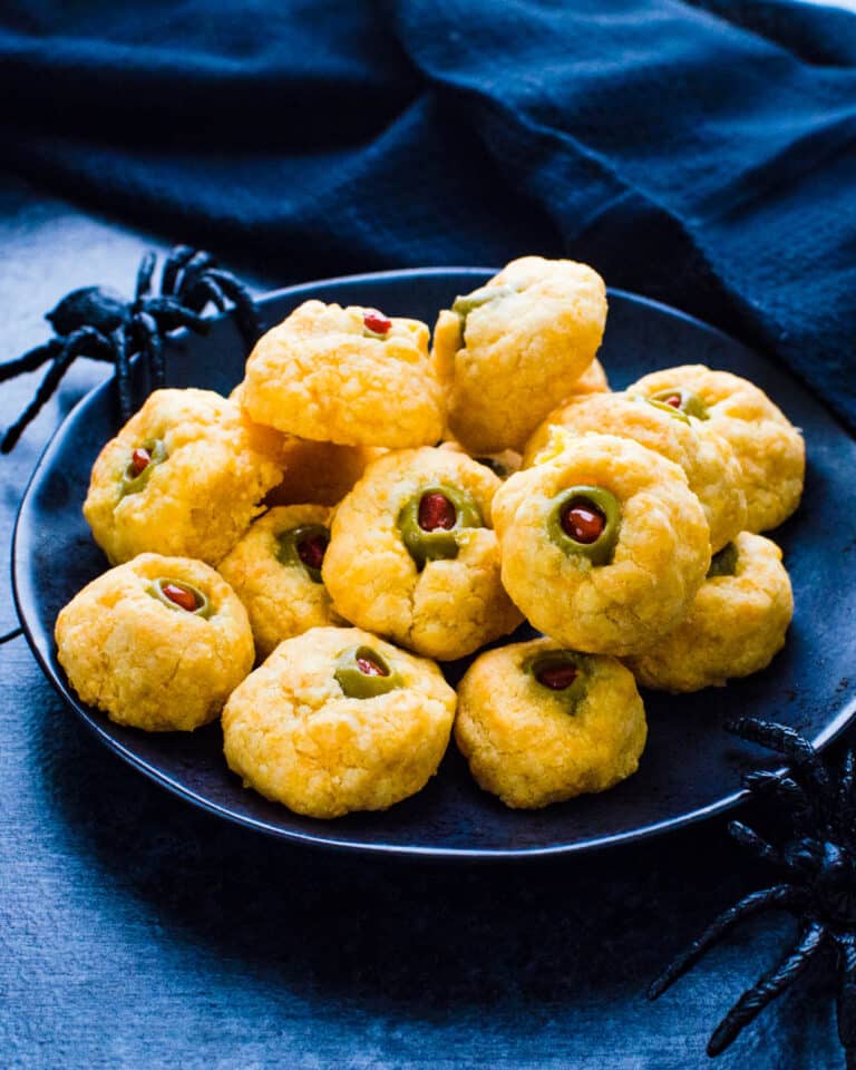 Cheese Olive Balls - Halloween Party Appetizers - Garlic & Zest