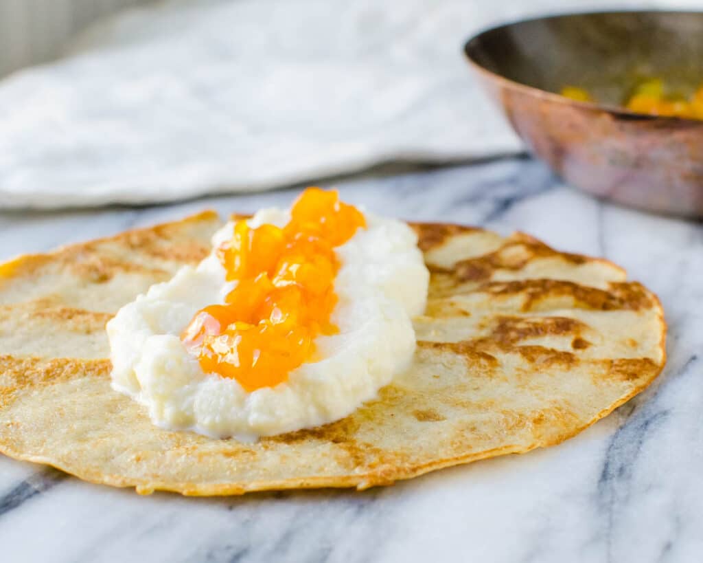 Breakfast Crêpes with Ricotta and Apricot - Garlic & Zest