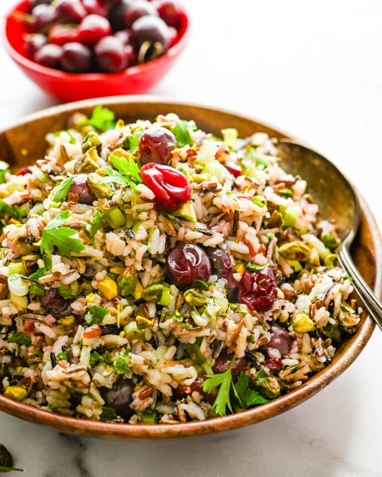 Cold Rice Salad with Pickled Cherries - Garlic & Zest