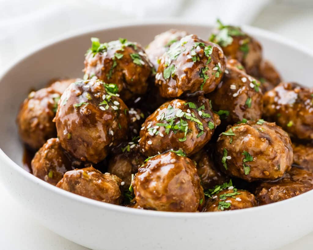 Asian Meatballs with Tangy Glaze - Garlic & Zest
